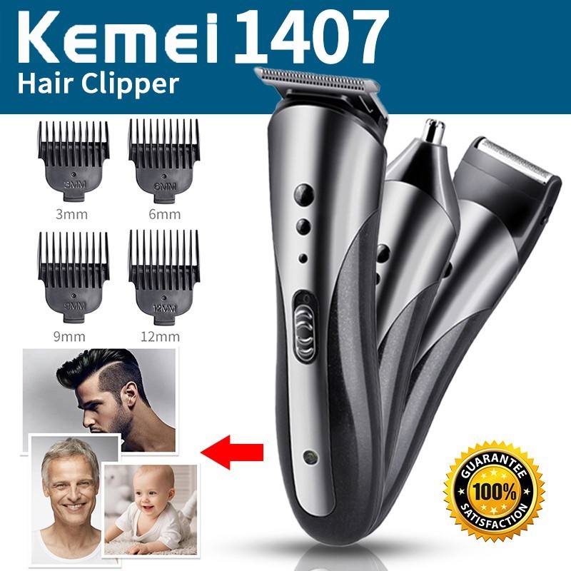 Jual Kemei KM1407 Mesin Cukur KM-1407 Clipper 3 in1 Alat cukur potong rambut charger jenggot ...