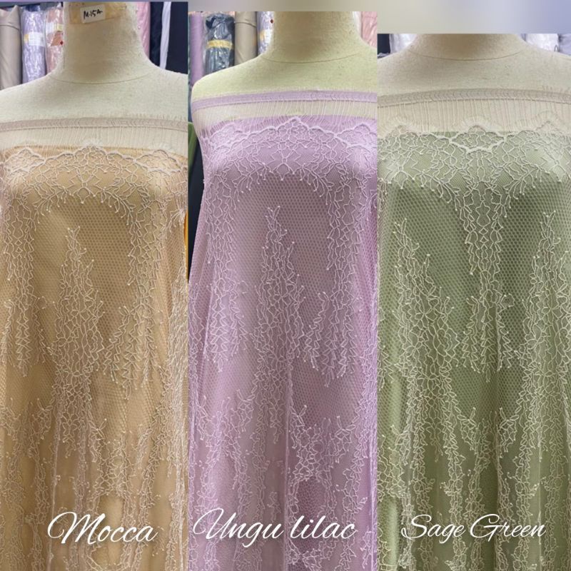Jual bahan kain lace santili france/untuk satu baju 2,5 meter | Shopee ...