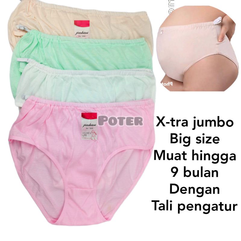 Jual 3 Celana dalam cd wanita ibu hamil bumil extra JUMBO big size perut full bulan jiashini ...