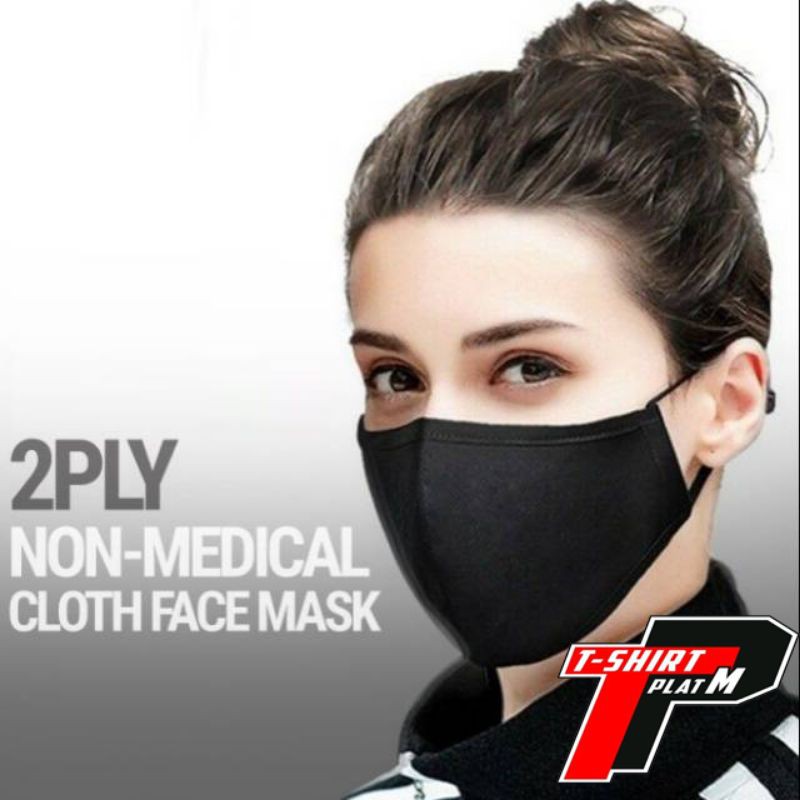 Jual Masker Kain Hitam Polos 2Ply | Shopee Indonesia