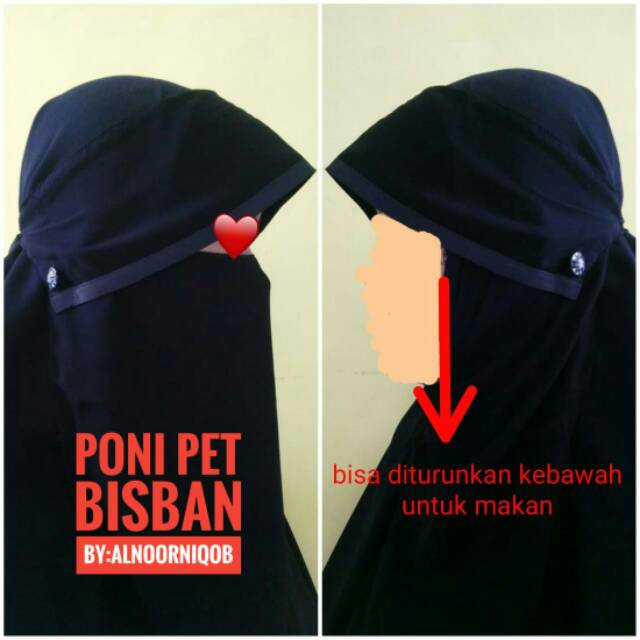 Jual Cadar PONI PAD niqab bandana poni kancing. Niqab poni pet kancing ...