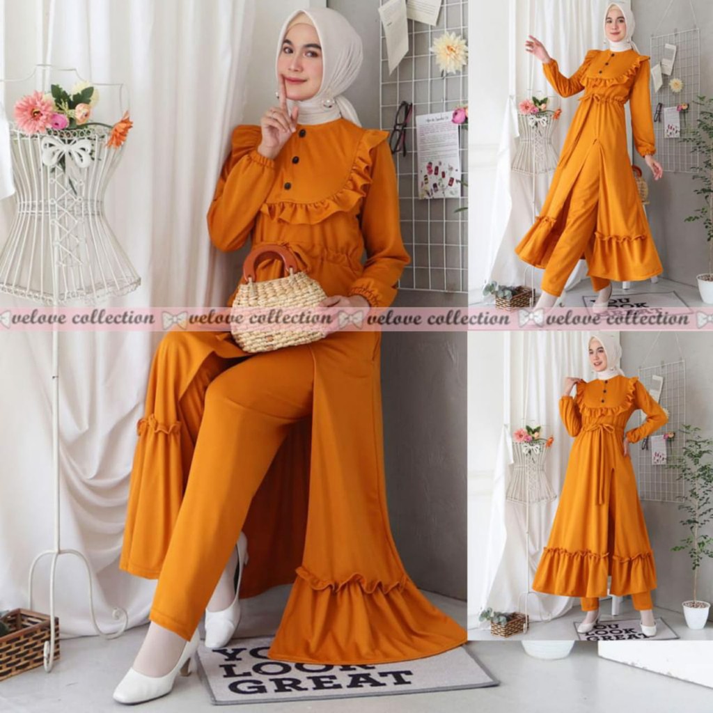 Jual QUINNYSHOP-REALPICT-VV-SETELAN BAJU TUNIK DAN CELANA WANITA MUSLIM-STELAN HIJAB LEBARAN-SET ...