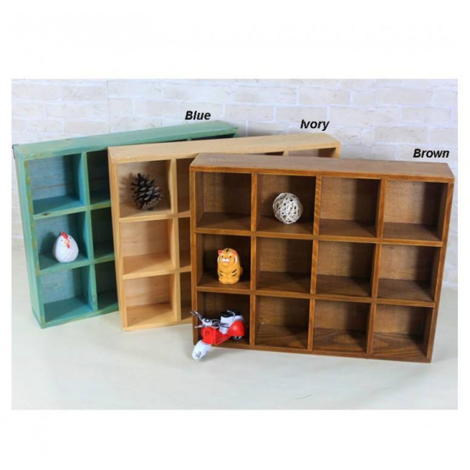 Jual Rak Dinding Hiasan Dinding Rak Kayu 3 Tier 12 Slots Storage ...