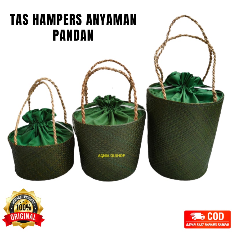 Jual Tas Parcel Anyaman Pandan (Hijau Army) Isi 1 Toples | 2 Toples | 3 ...