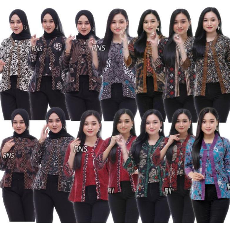 Jual tey-17 Batik wanita ASJ SA HRB026 Kenongo Kemeja Tosca Pendek size M L dan XL batik blouse ...