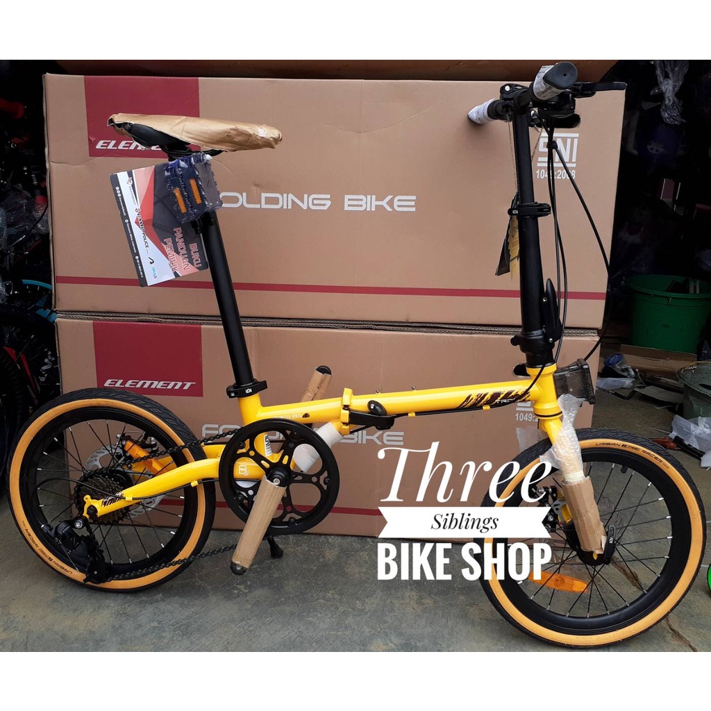 Jual SEPEDA LIPAT ELEMENT TROY 8 SPEED NEW 2022 16 INCH WARNA YELLOW | Shopee Indonesia