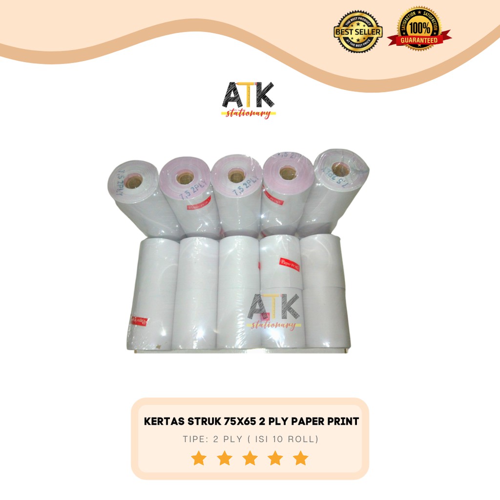 Jual Kertas Struk Kasir / Kas Register 75X65 (2 PLY) Paper Print 1 Pack ...