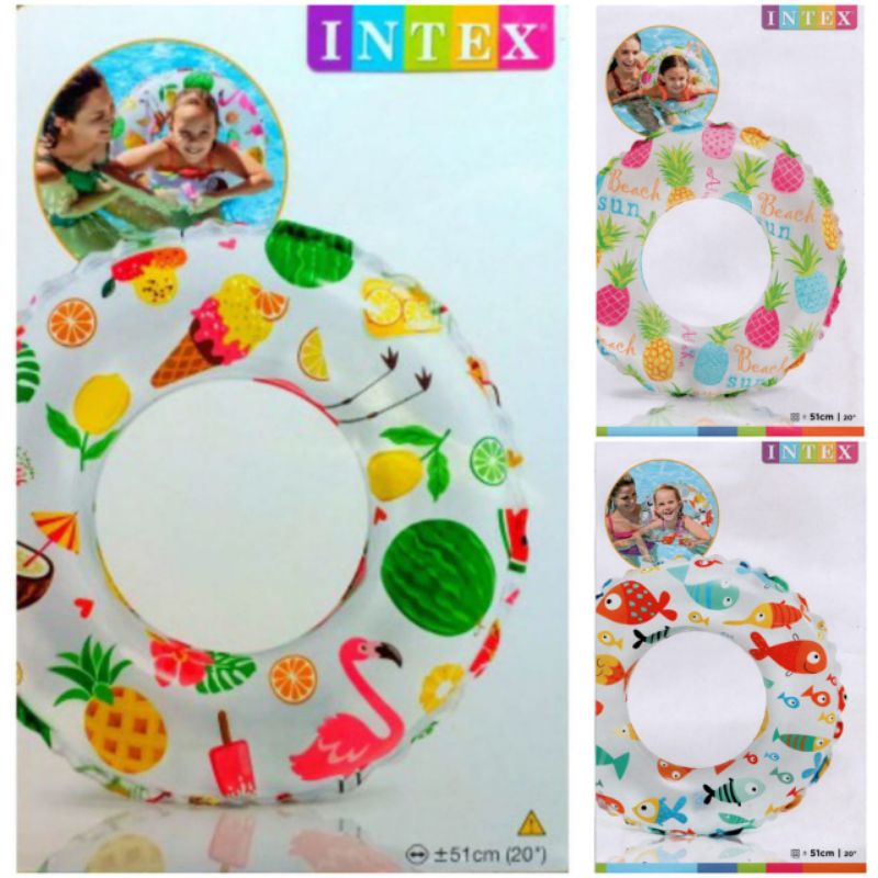 Jual Ban renang bulat 59230 SWIM RING LIVELY PRINT 51cm Intex Ban ...