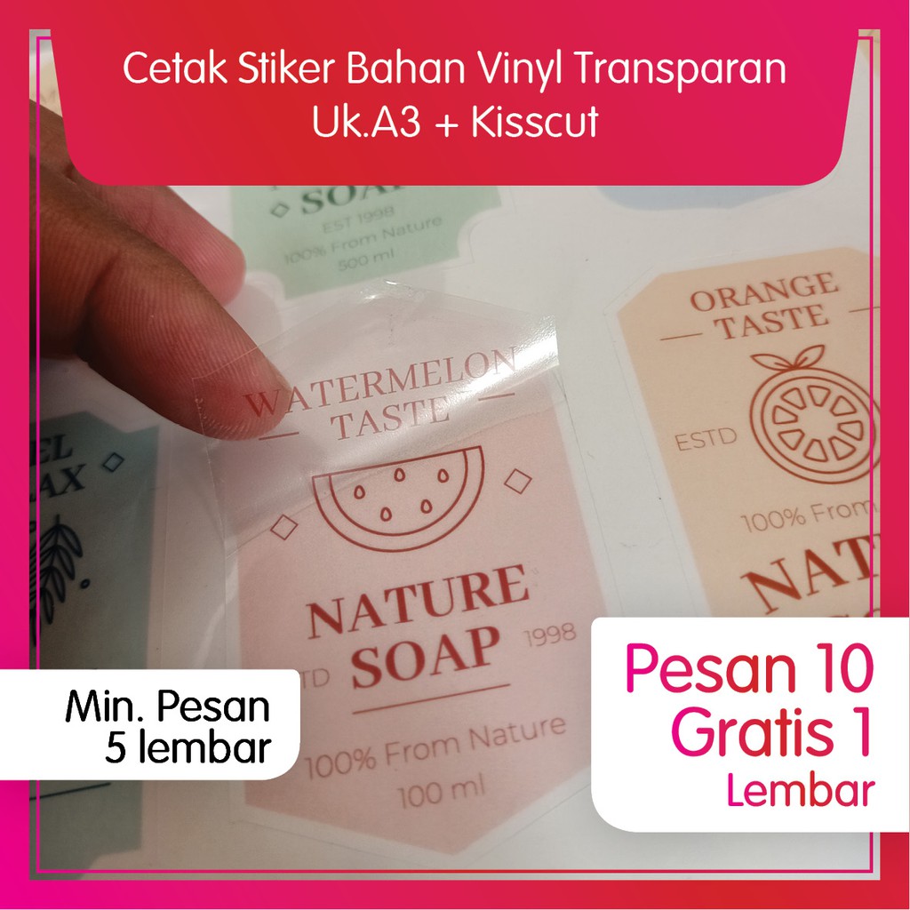 Jual Cetak Stiker Vinyl Transparan A3 + KissCUT | Shopee Indonesia