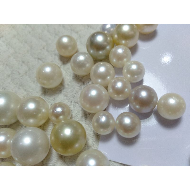 Jual Butiran mutiara air laut cantik grade A white n gold | Shopee ...