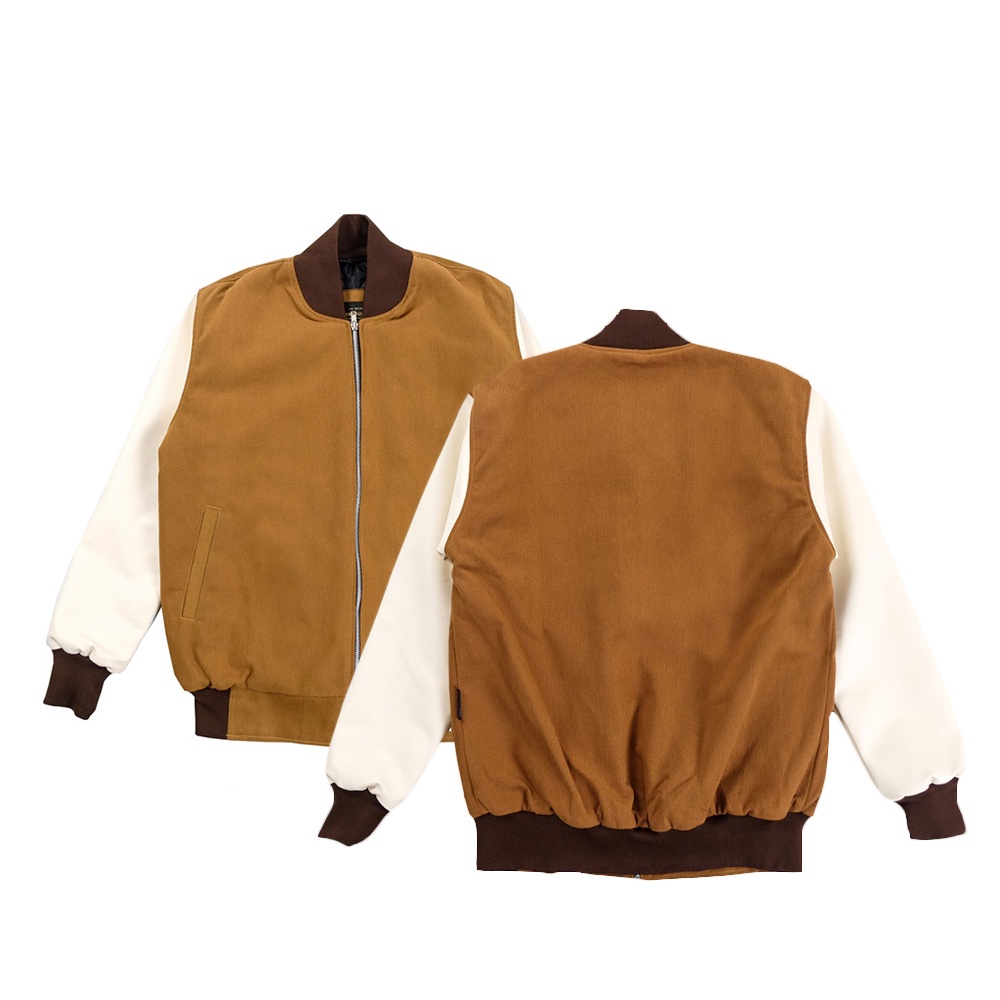 Jual ETERNALWORKS - Varsity Jacket Caramel | Shopee Indonesia
