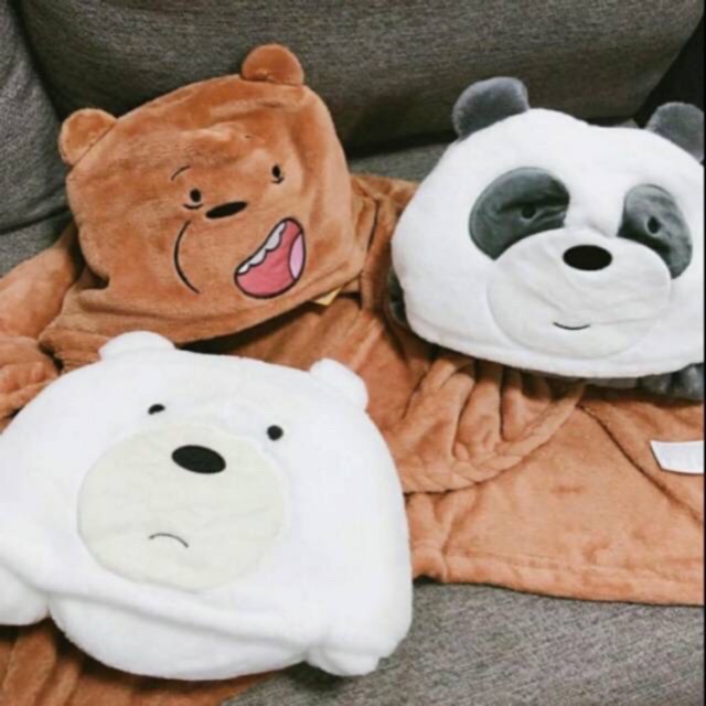 Jual MINISO X WE BARE BEARS! marvel & Wbb kids blanket with hoodie ...