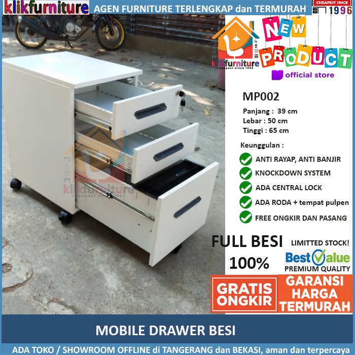 Jual Laci Dorong Mobile Drawer File Cabinet Besi 3 Laci + Roda MP002 ...