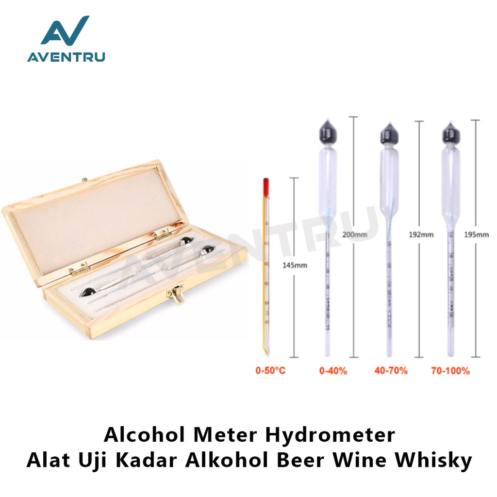 Jual Hydrometer Alcohol Meter Alkoholmeter Alat Uji Kadar Alkohol Beer ...
