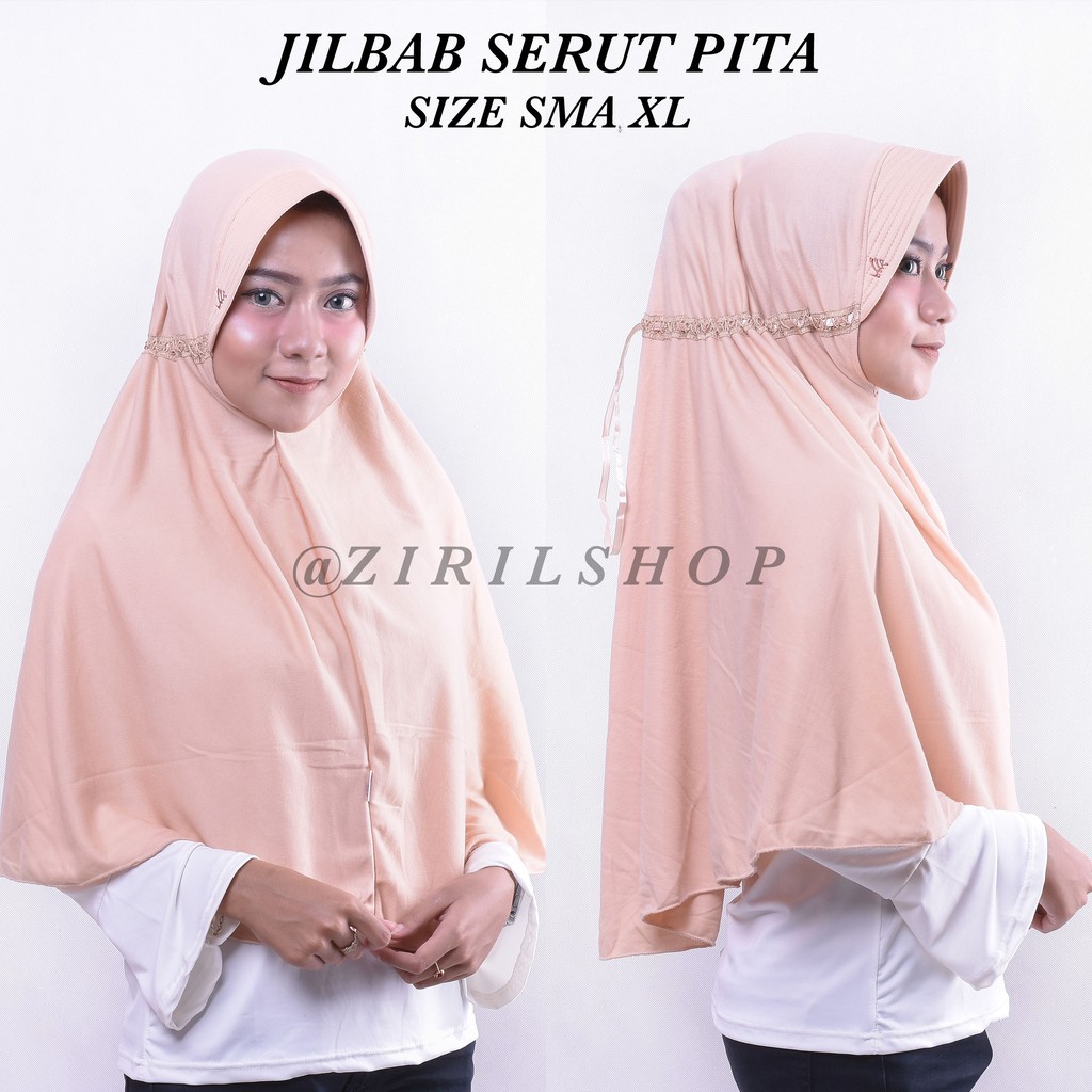 Jual UKURAN SMA jilbab serut pita Ziril / bergo rabbani / instan daily ...