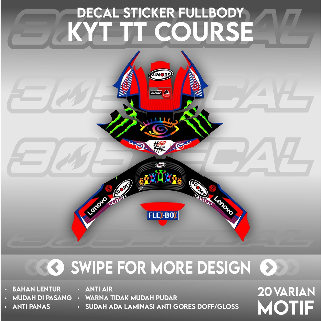Jual Sticker Decal Helm KYT TT COURSE (L,XL,XXL) SHELL BESAR Part 1 ...