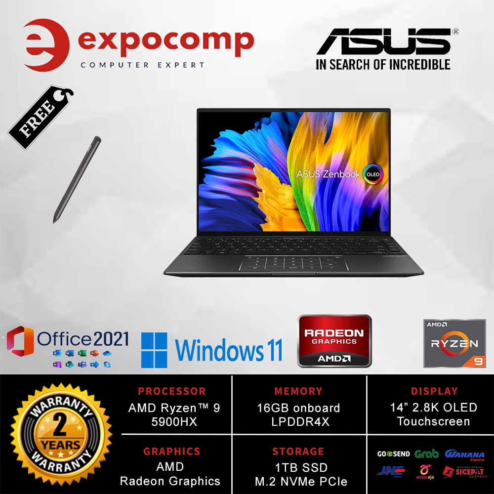 Jual ASUS ZenBook UM5401QA-OLED913 BLACK AMD R9-5900 | Shopee Indonesia