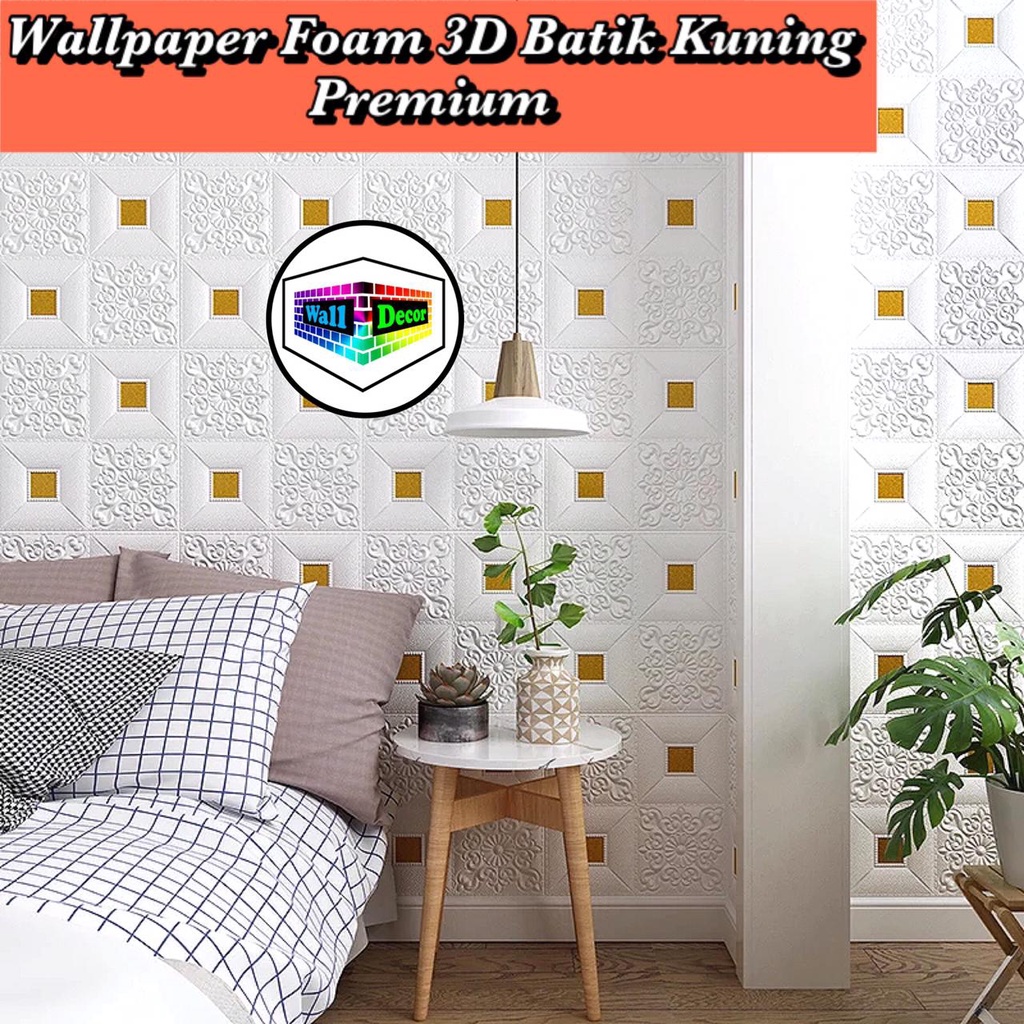 Jual WD Wallpaper Stiker Foam Motif Batik 01 Gold Premium Wall Paper ...