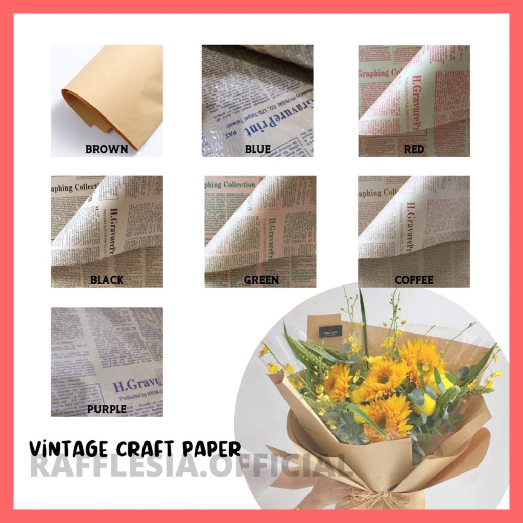 Jual [5 LEMBAR] PREMIUM VINTAGE CRAFT PAPER KERTAS BUKET PEMBUNGKUS ...