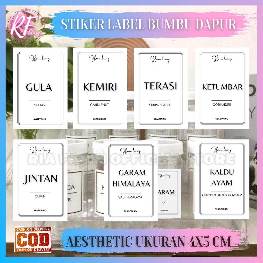 Jual Stiker Label Bumbu Aesthetic 4 x 5 CM Label Stiker Tempat Bumbu ...