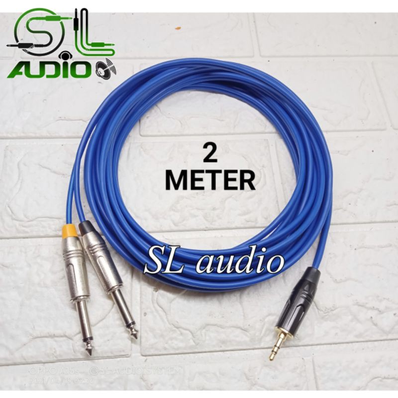 Jual Kabel Konektor audio 2 meter Jek Hp ke mixer Jack 3,5mm To 2 akai ...