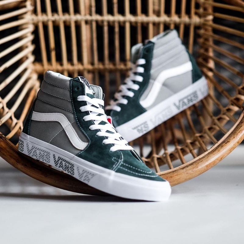 Jual Vans Sk8-Hi Checker Logo Trekking Green Drizzle | Shopee Indonesia