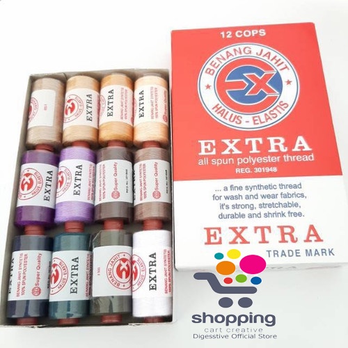Jual Benang jahit merk extra/benang extra 40/2 500 yard/benang jahit ...