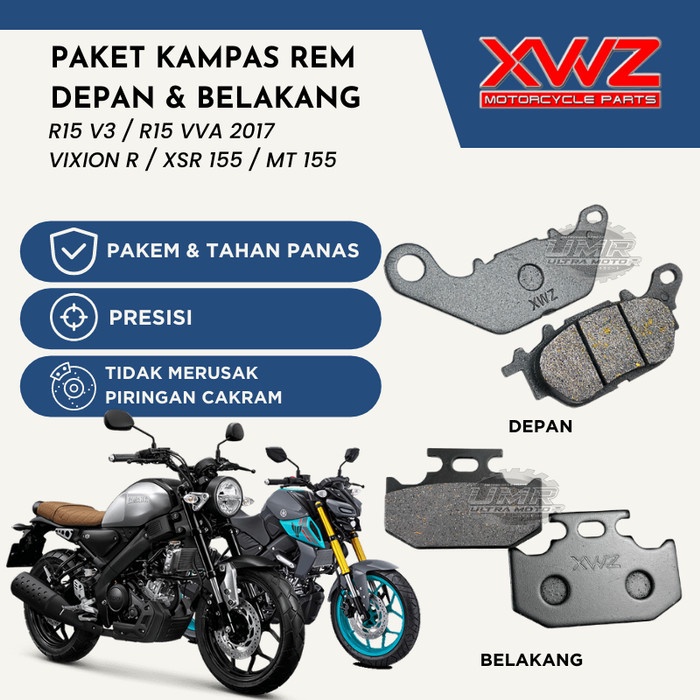 Jual KAMPAS REM DEPAN BELAKANG R15 V3 VIXION R MT15 XSR 155 R15 VVA XWZ ...