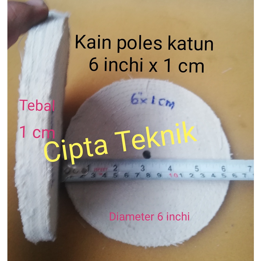 Jual Kain Poles Katun 6inchi x 1cm Roda Buffing Poles Putih 6 inchi ...
