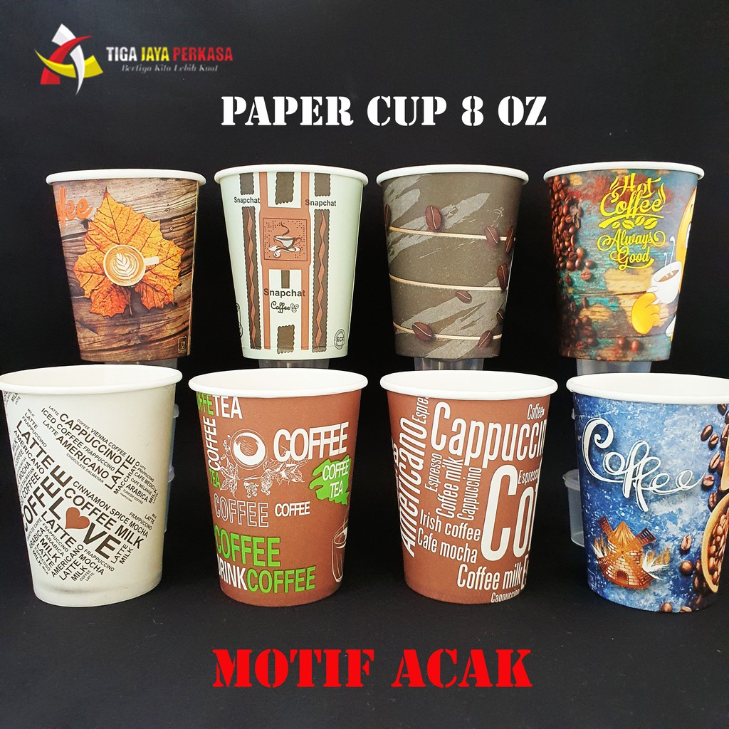 Jual Paper Cup 8 Oz Motif Koppu (240ml) / Gelas Kertas Kopi Teh Motif Panas Cup Saja 50pcs ...