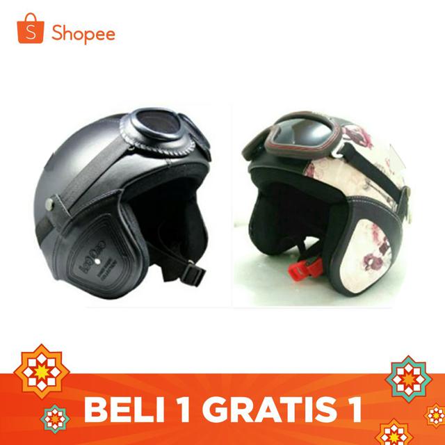 Jual PROMO!! BUY 1 GET 1 FREE!! Helm Bogo Retro SNI Kacamata banyak ...