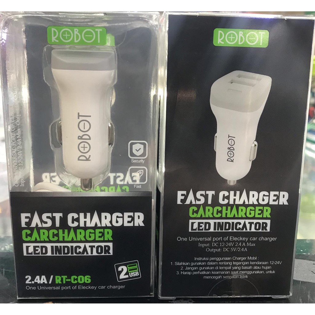 Jual CAR CHARGER MOBIL 2.4 AMPER ROBOT FAST CHARGING | Shopee Indonesia
