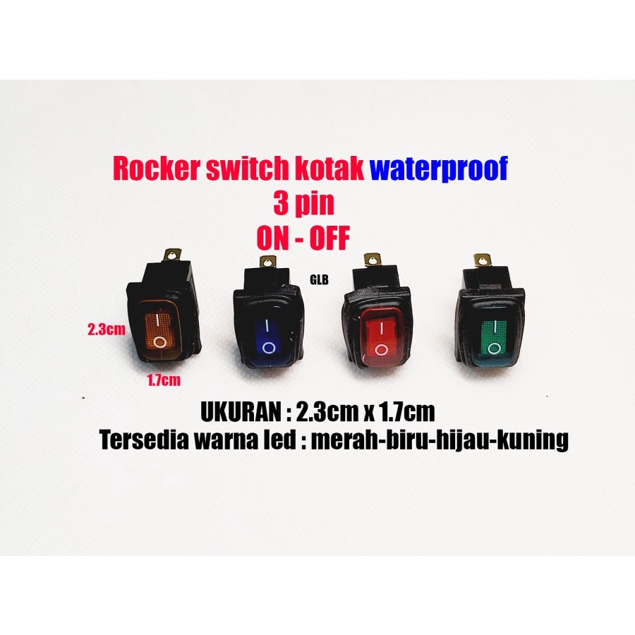 Jual Saklar KCD-1 waterproof GLB 220V 3Pin Rocker kotak Switch LED antidebu | Shopee Indonesia