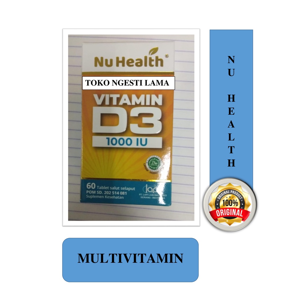 Jual Nu Health Vitamin D3 1000 IU - Botol isi 60 Tablet-Suplemen ...