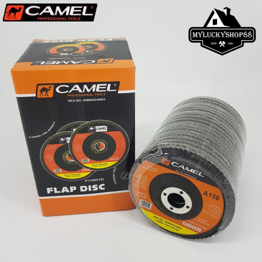 Jual Flap Disc Sand Grit 4" Inch 100 mm A150 Amplas Gerinda Susun Camel ...