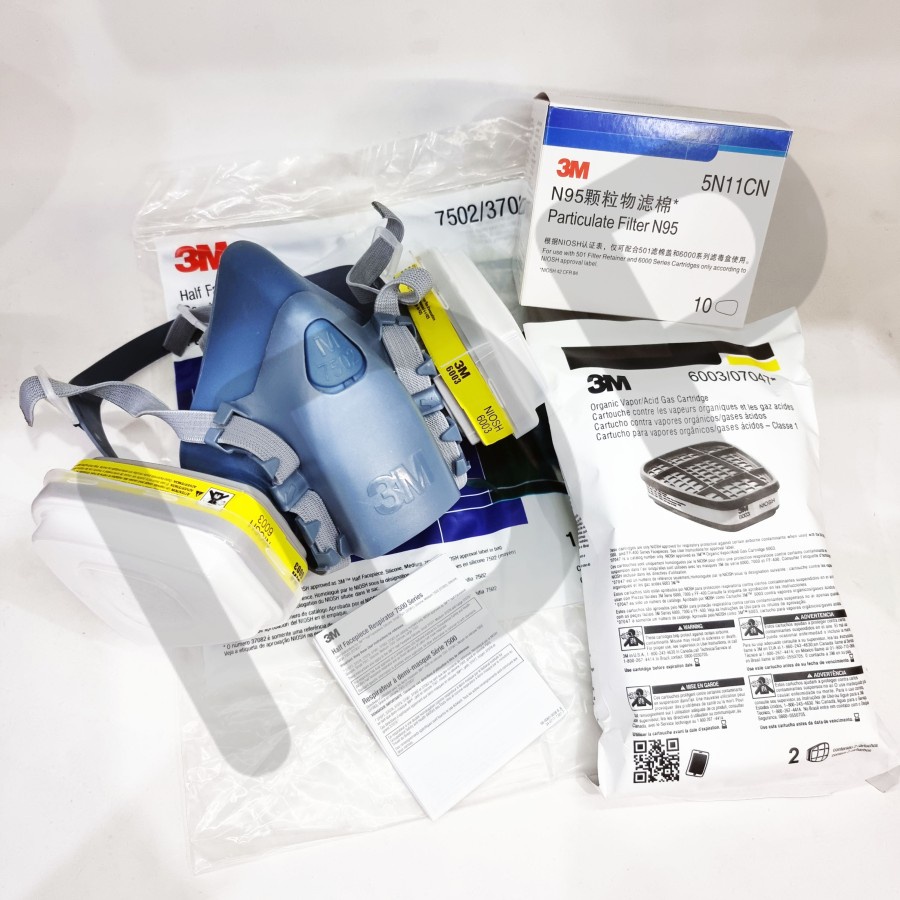 Jual 3M 7502 Mask Respirator + 3M 6003 Cartridge + 3M 5N11 (10PCS) SET ...
