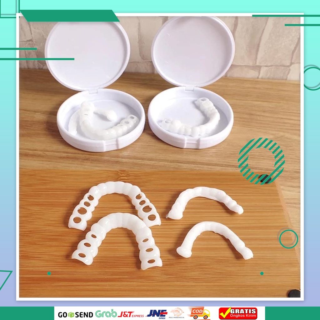 Jual Snap On Smile Gigi Palsu 1 Pasang Atas Bawah Gigi Palsu Silikon ...