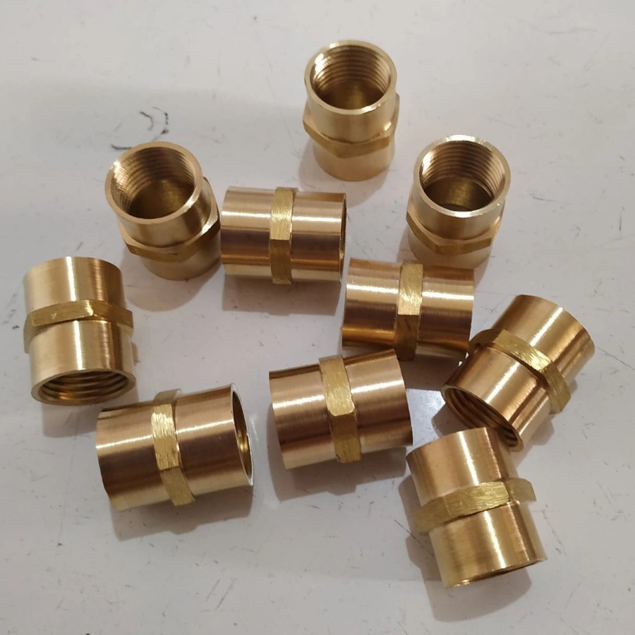 Jual Sok drat dalam 1/2 inch sok drat dalam kuningan sambungan pipa 1/2 inch double sok drar 1/2 ...