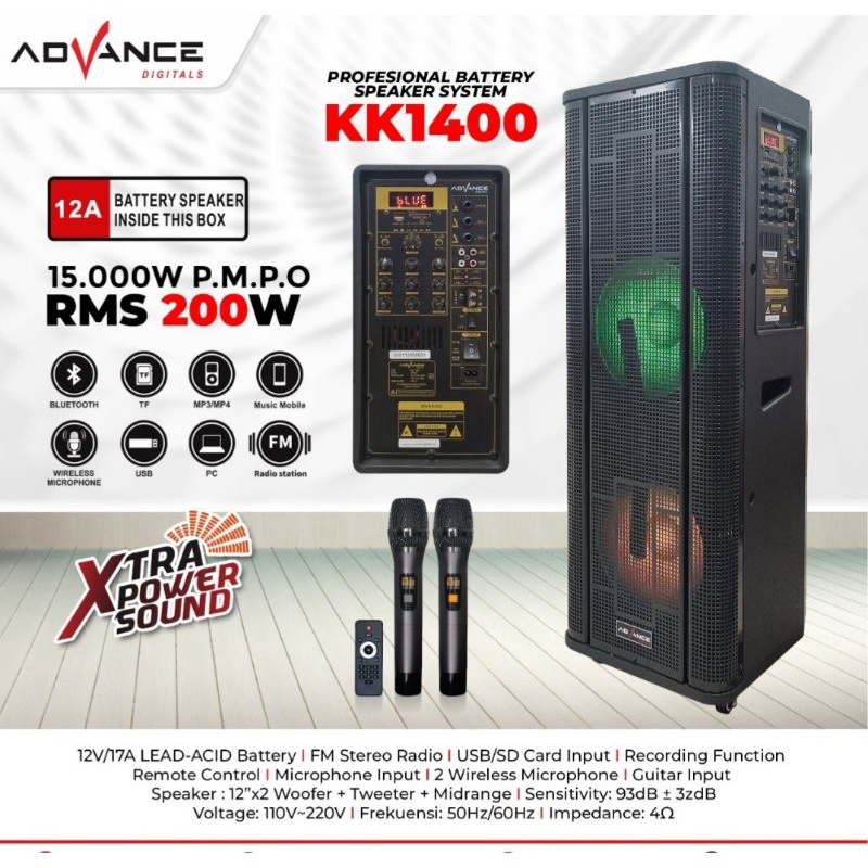 Jual ADVANCE PROFESIONAL SPEAKER SYSTEM EXTRA POWER SOUND KK-1400 ...
