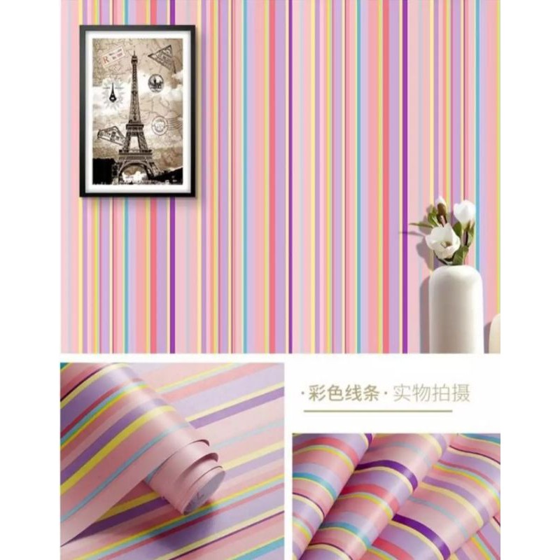 Jual [COD] Wallpaper Dinding Sticker Ruang Tamu Rumah Motif Salur ...