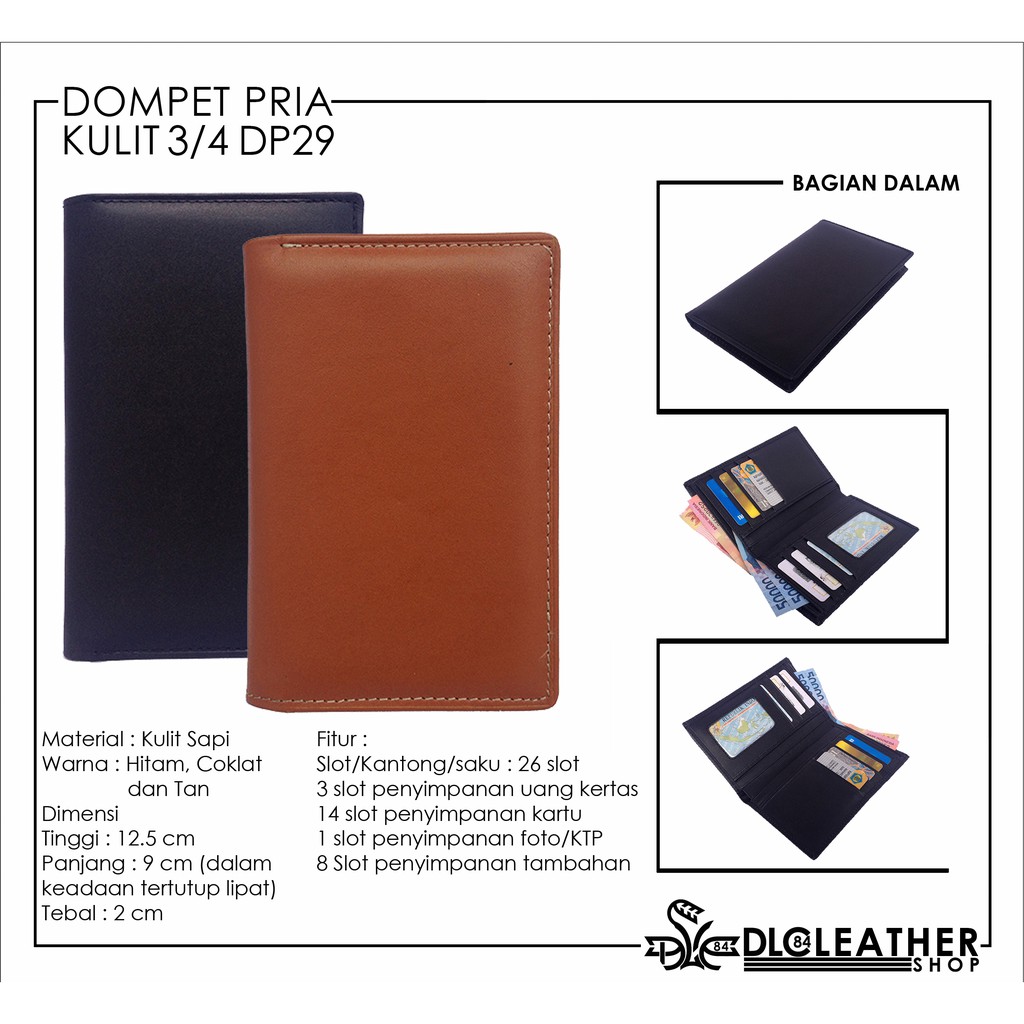 Jual Dompet 3/4 Pria Kulit Asli Garut DP18 | Shopee Indonesia