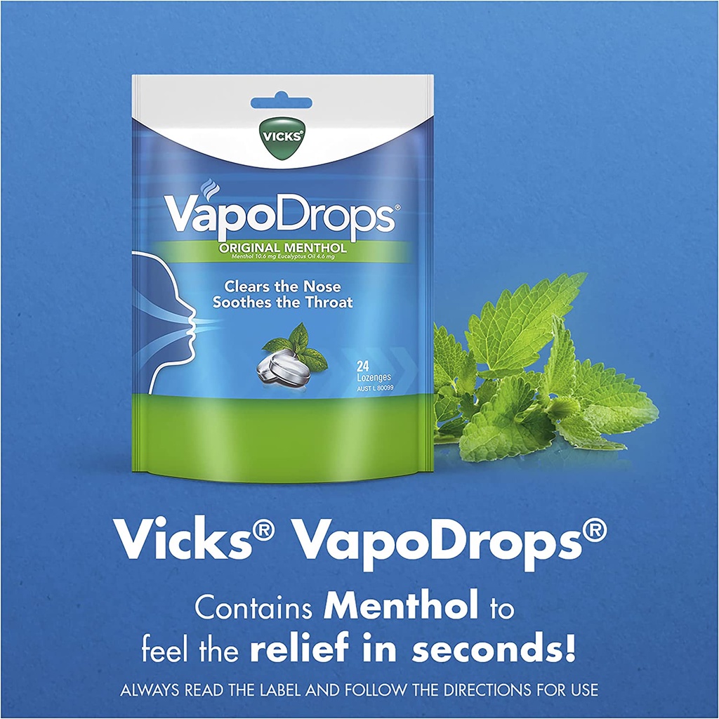 Jual Vicks VapoDrops Original Menthol 24 Lozenges | Shopee Indonesia