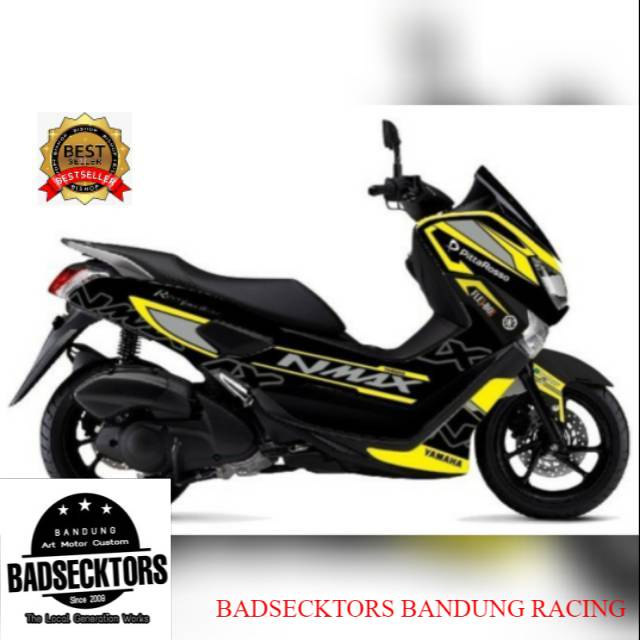 Jual Decal Sticker NMAX Full Body Variasi Hitam lis kuning keren ...