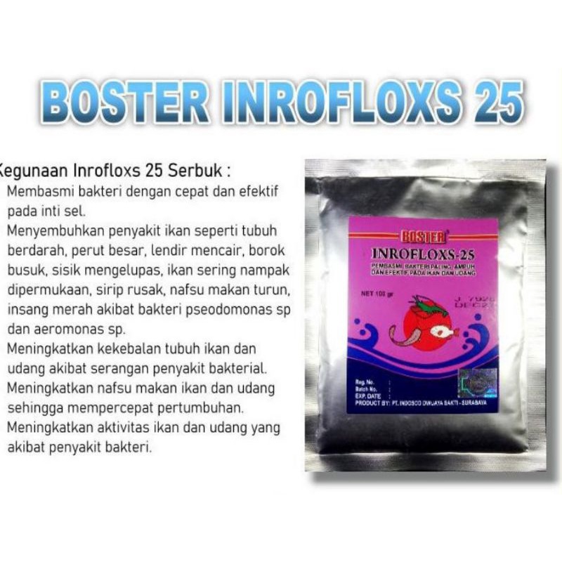 Jual BOSTER INROFLOXS-25 SERBUK 100GRAM ORIGINAL OBAT ANTIBIOTIK IKAN ...