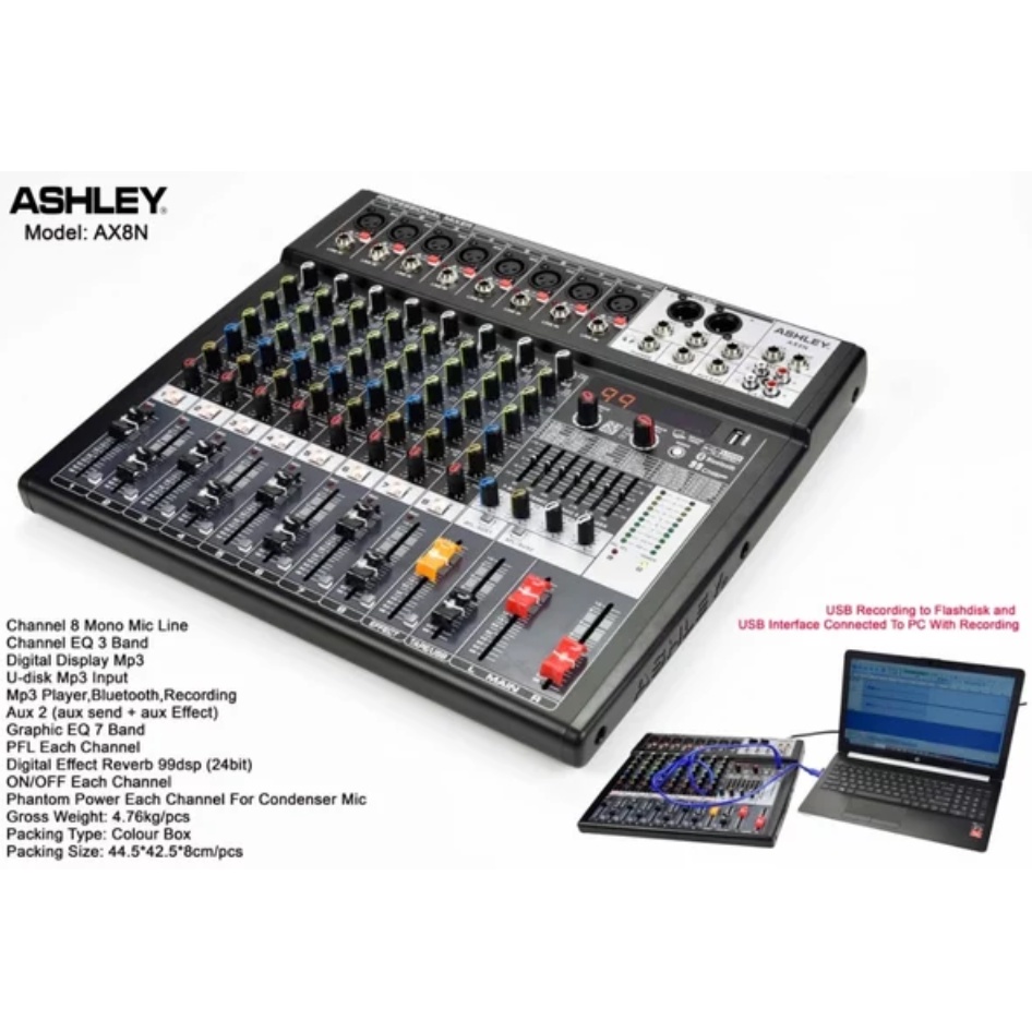 Jual Mixer ASHLEY AX8N Bluetooth Original 8 Channel ashley ax8n ...
