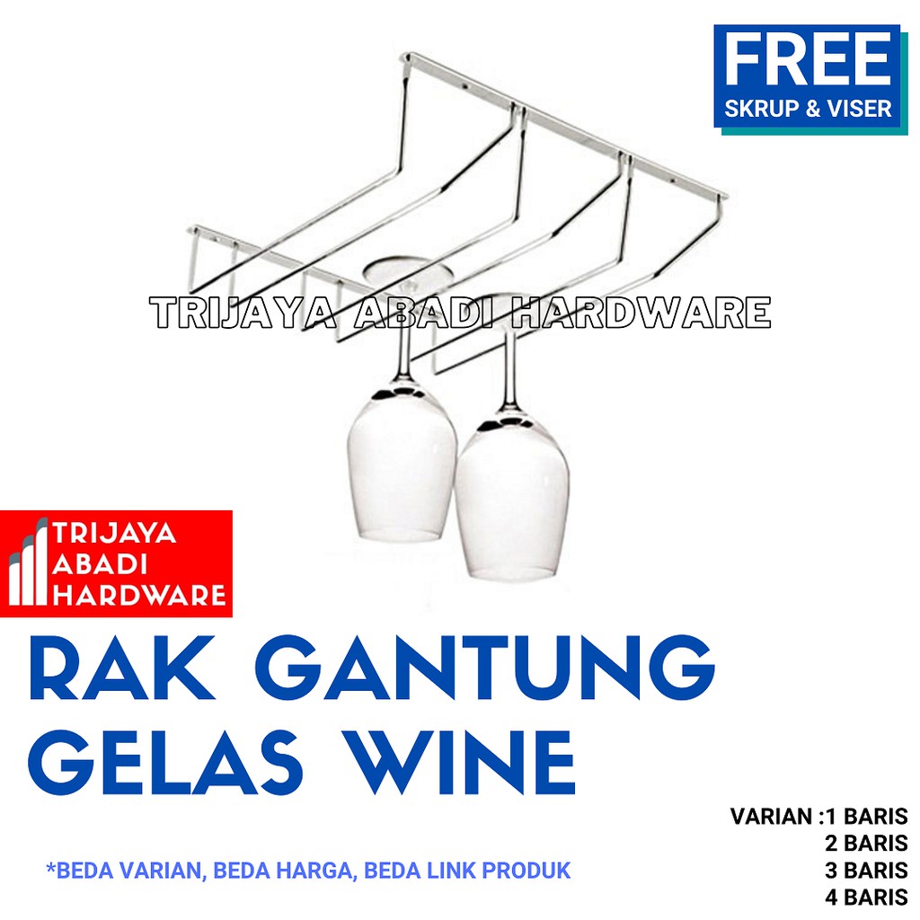 Jual Rak Gelas Gantung 3 Baris - 3 Row Wine Glass Hanger | Shopee Indonesia