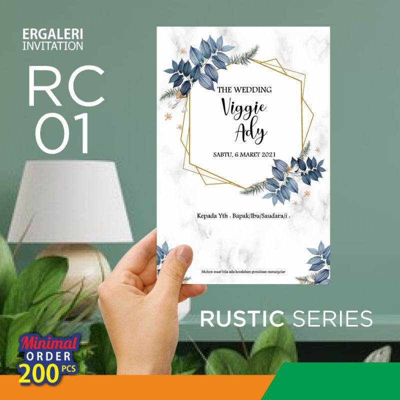 Jual Undangan pernikahan bunga biru rustic | Shopee Indonesia