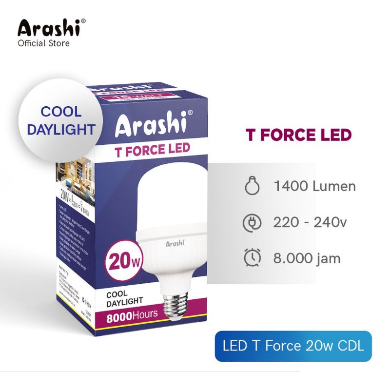 Jual Arashi T Force Lampu Bohlam LED 20w 20 Watt Capsule Kapsul Lebih Terang Garansi | Shopee ...