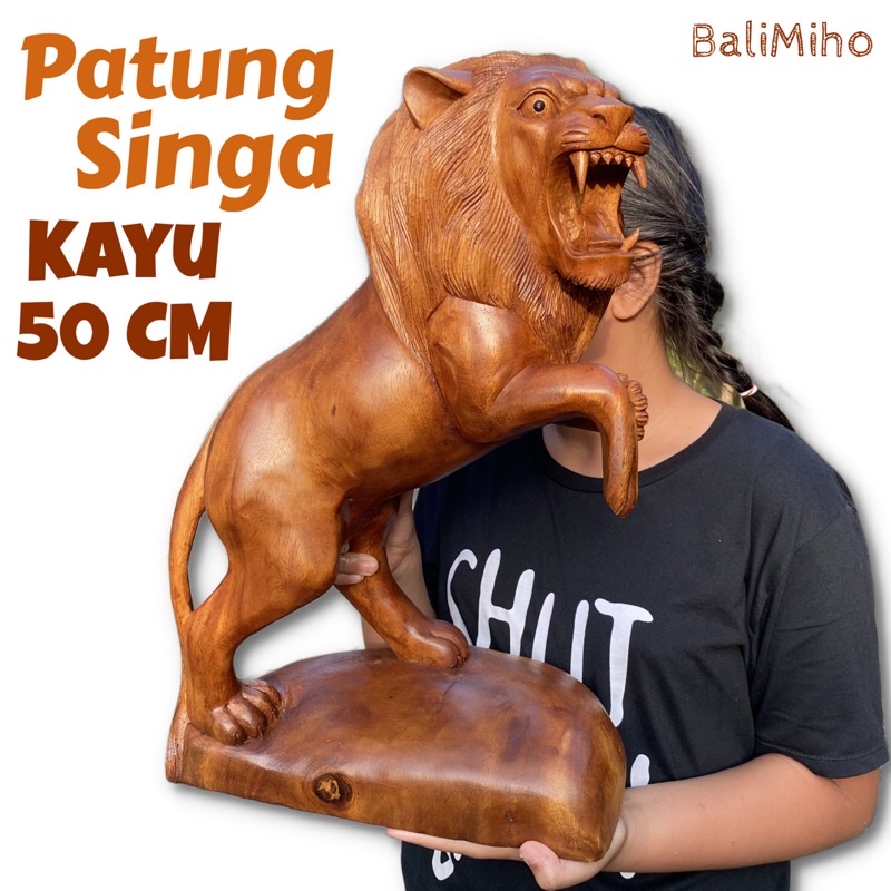 Jual Patung Singa Kayu 50 cm Patung Raja Hutan Pajangan Singa Lion ...