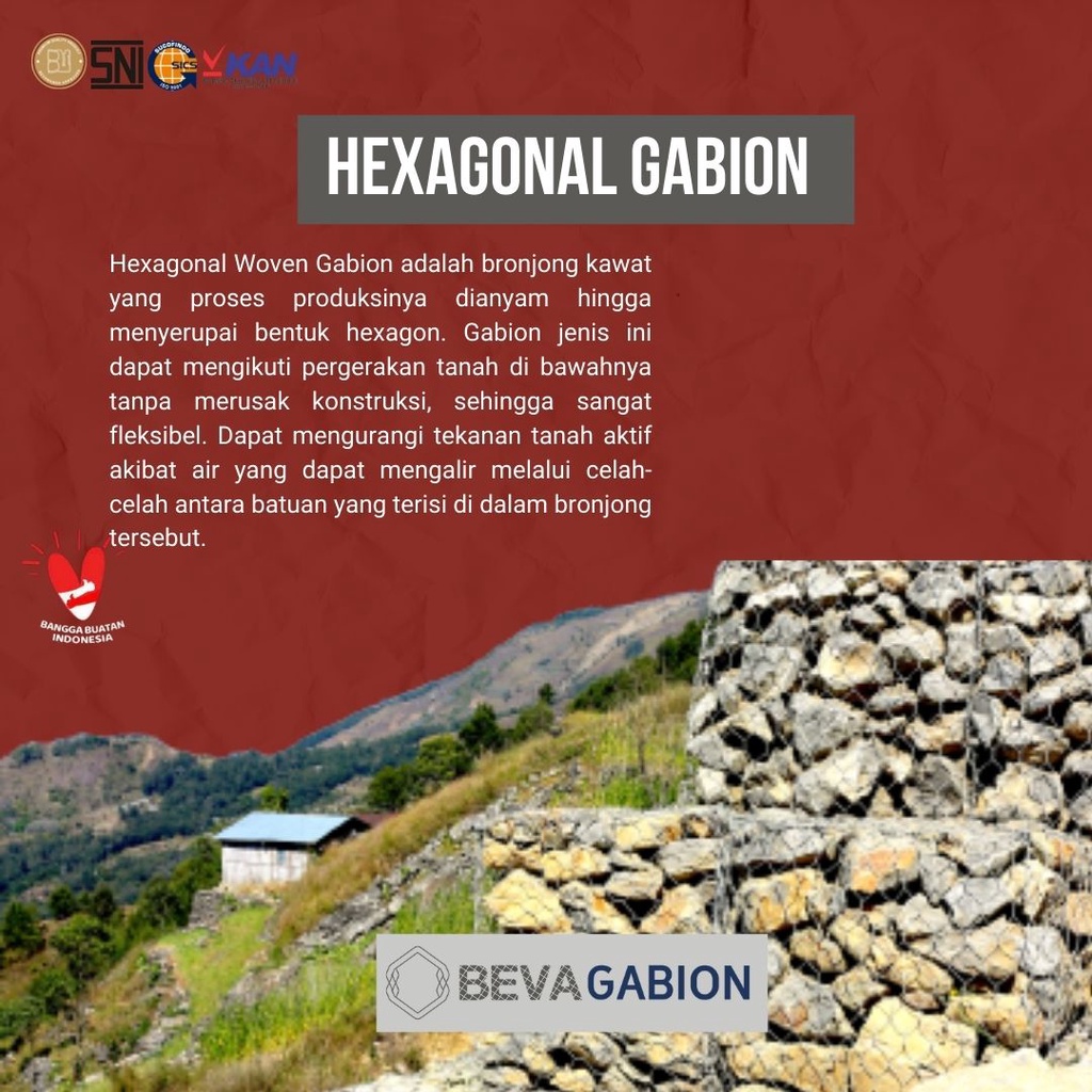 Jual BEVA Gabion ukuran 2m x 1m x 0,5m Dia.Kawat 3,0mm ( Bronjong Kawat ...